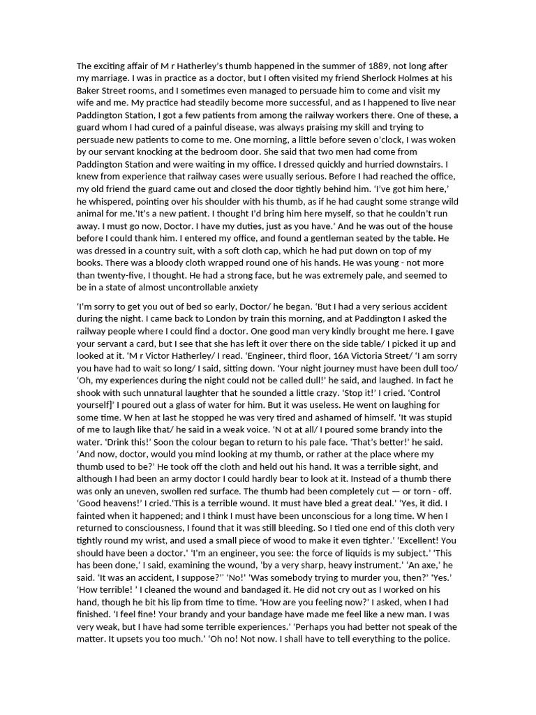 The Engineer's Thumb PDF | PDF | Mystery, Thriller & Crime Fiction