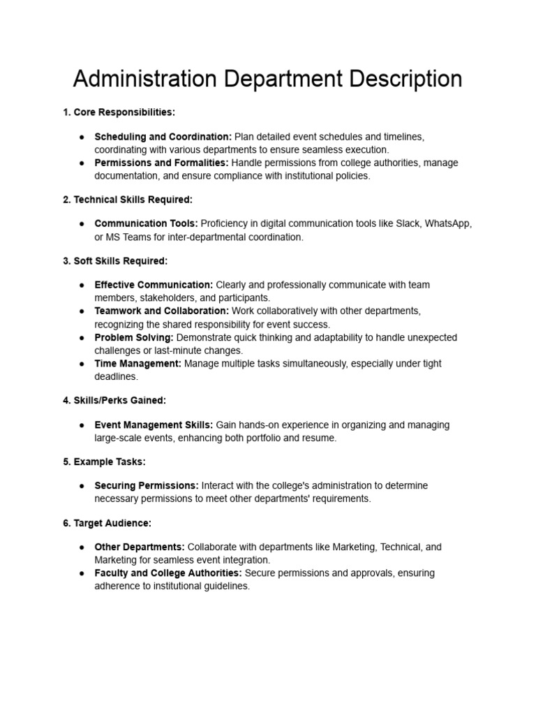 Department Descriptions | PDF | Social Media | Popular Culture & Media ...