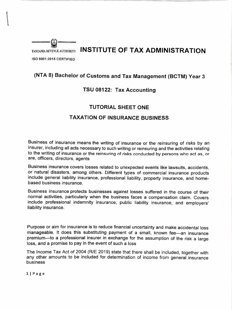 Taxation in Insurance Business | PDF | Insurance | Taxes