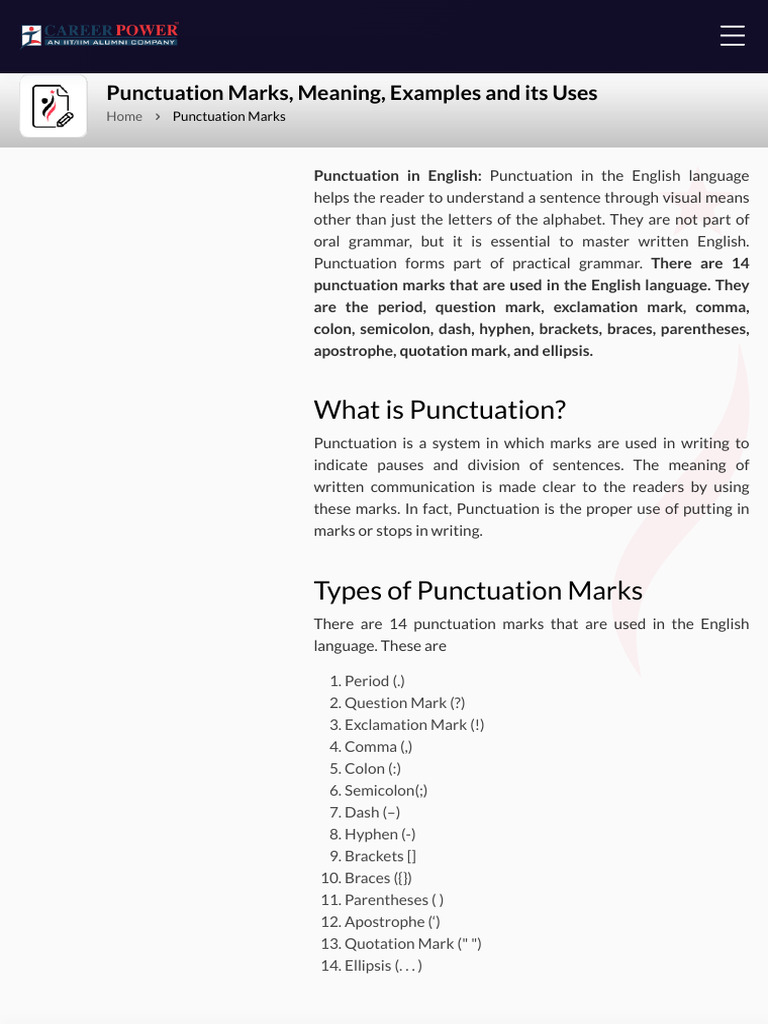 PunctuationMarks, Meaning, ExamplesanditsUses 1705374579233 | PDF ...