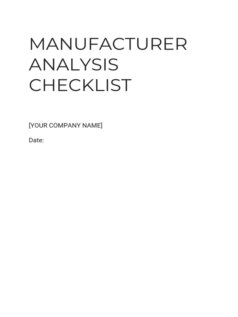 Manufacturing Process Analysis Checklist | PDF | Warehouse | Delivery ...