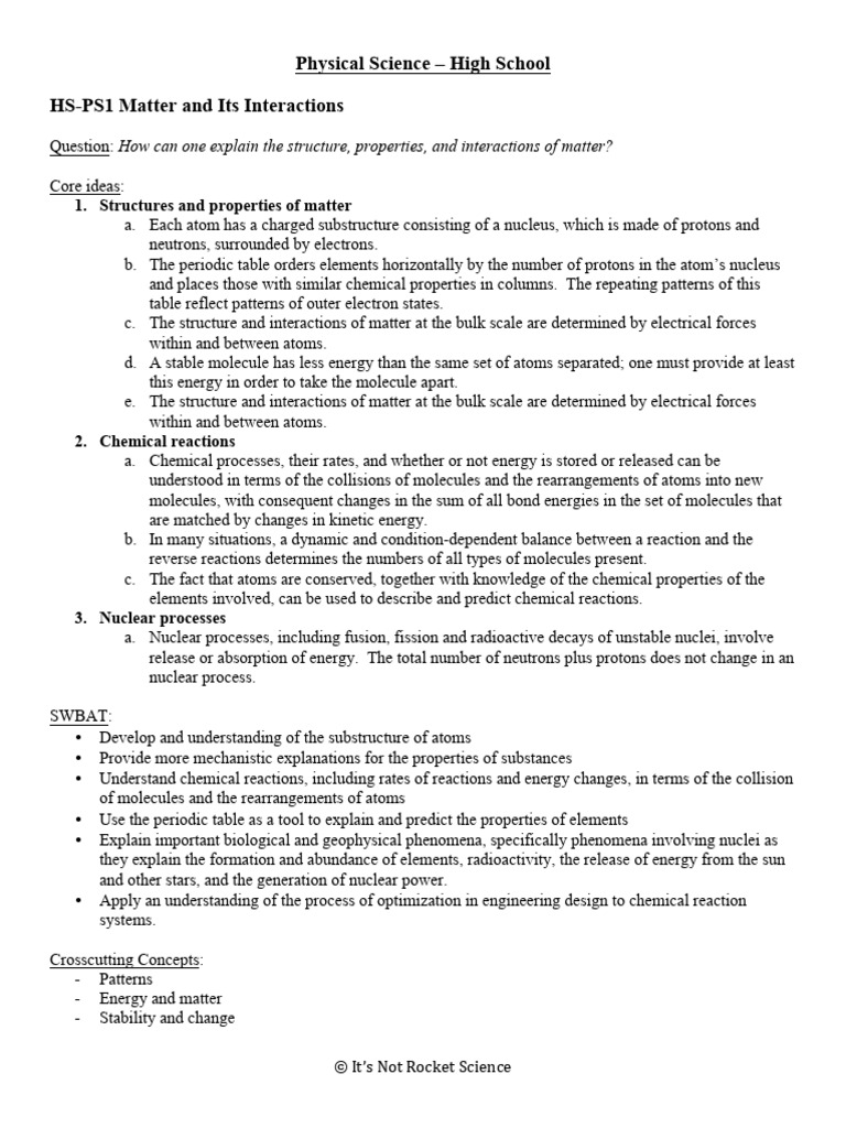 NGSS Interpretation - HS Physical Science | PDF | Force ...