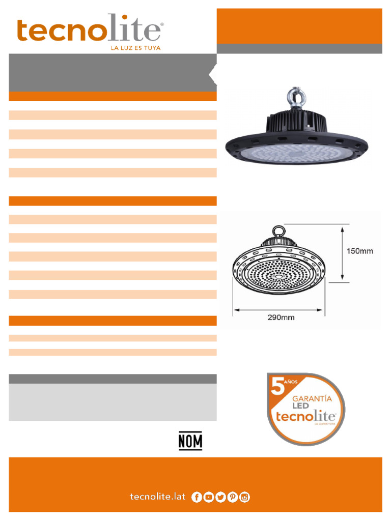 Luminario LED Industrial 100W Regor I | PDF