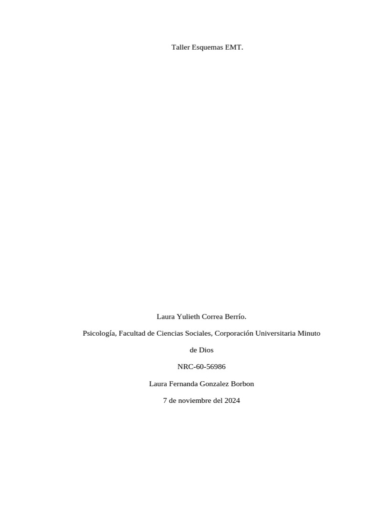 Esquemas Disfuncionales Tempranos en Psicología | PDF | Las emociones ...