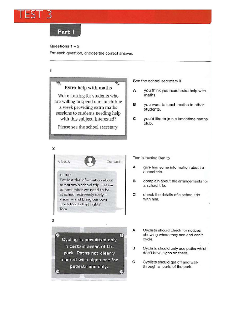 B1 Pearson Test 3 | PDF