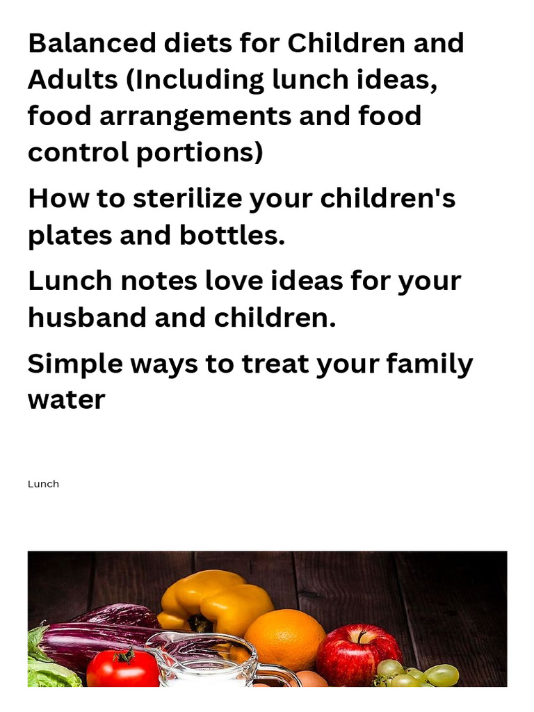 Balanced Diet & Lunch Ideas Guide | PDF | Foods | Water Purification