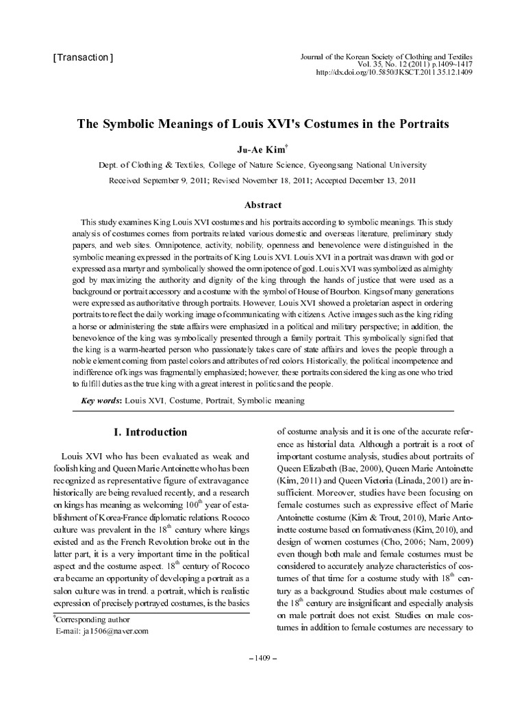 The Symbolic Meanings of Louis XVI's Costumes in The Portraits | PDF ...