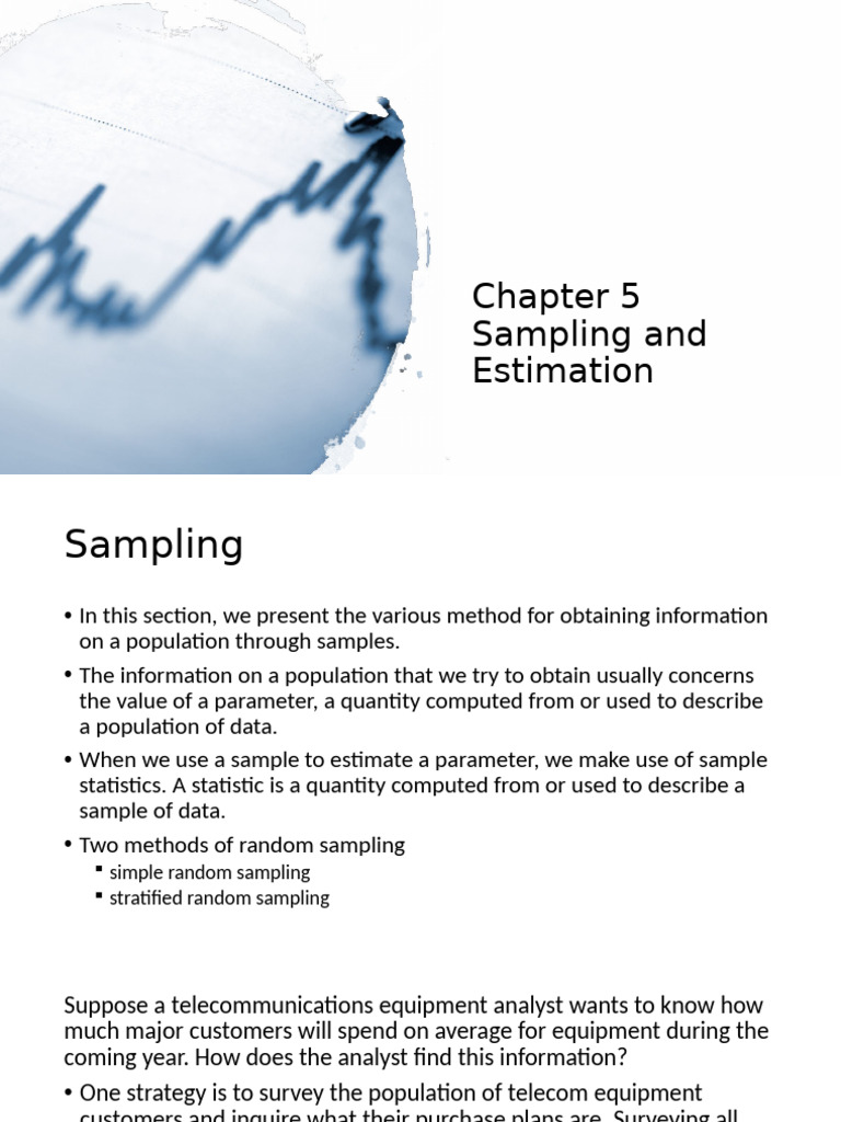 Chapter 5 Sampling and Estimation | PDF | Estimator | Sampling (Statistics)