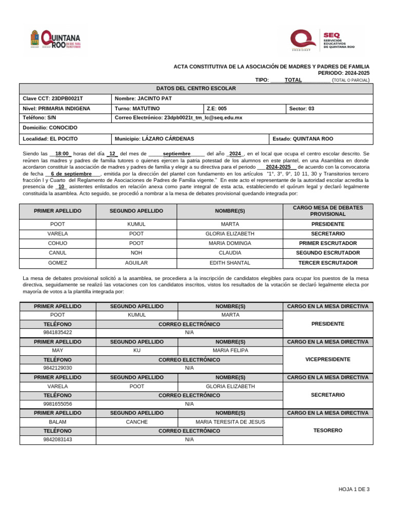 4 - Acta Constitutiva APF 2024-2025 | PDF | Gobierno