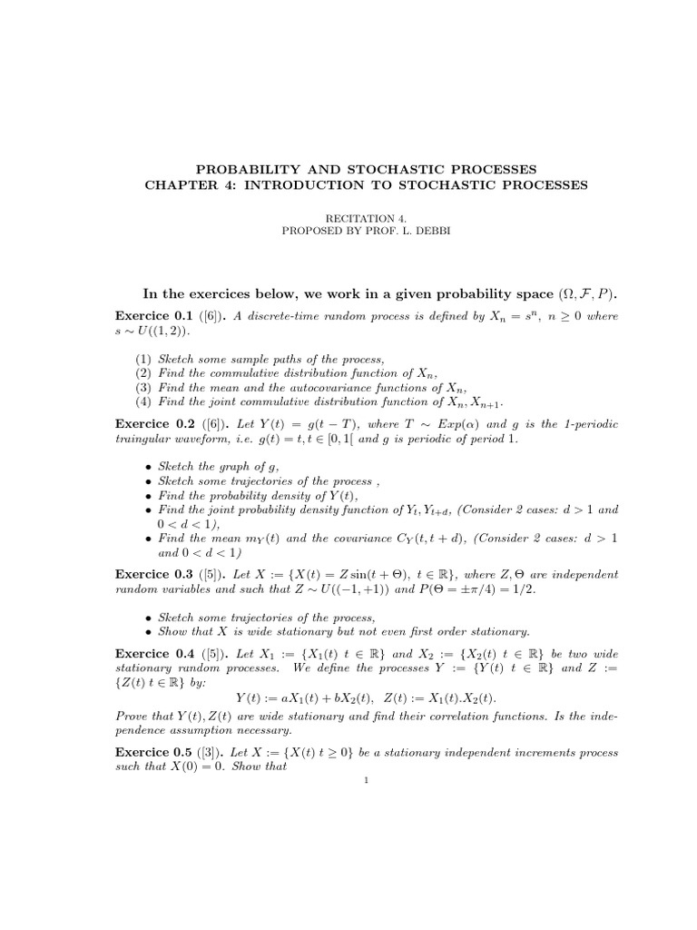IG Probab Process Recitation 4 Stoch Process | PDF | Stochastic Process | Autocorrelation