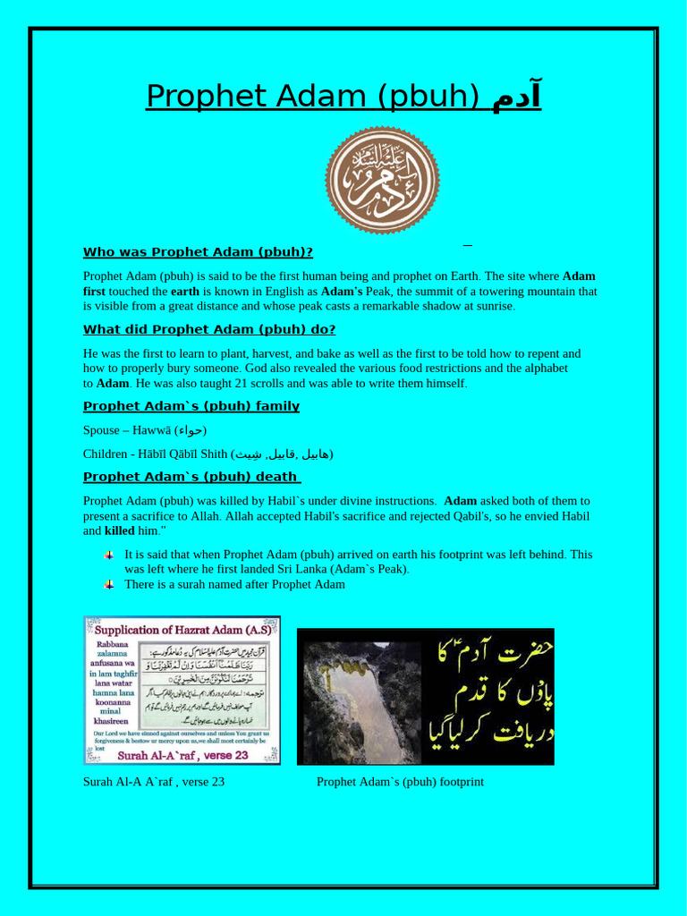 Prophet Adam Poster | PDF | Religion & Spirituality | Classics