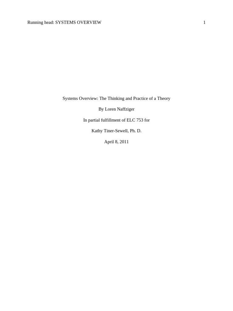 Systems Overview - Loren Naffziger | PDF | System | Systems Theory