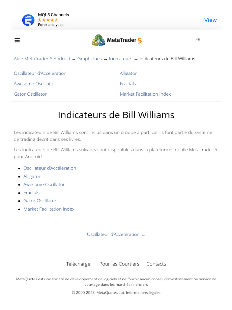 Indicateurs de Bill Williams - Indicateurs - Graphiques - MetaTr | PDF