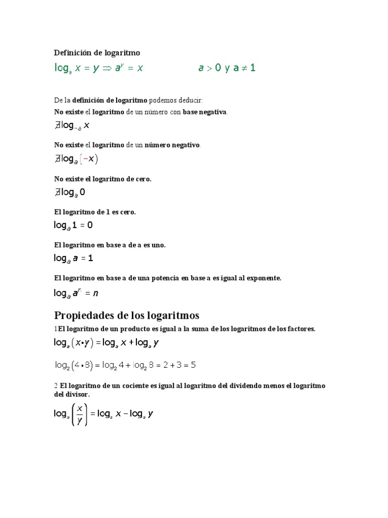 Definición logaritmo | PDF | Logaritmo | Exponenciación