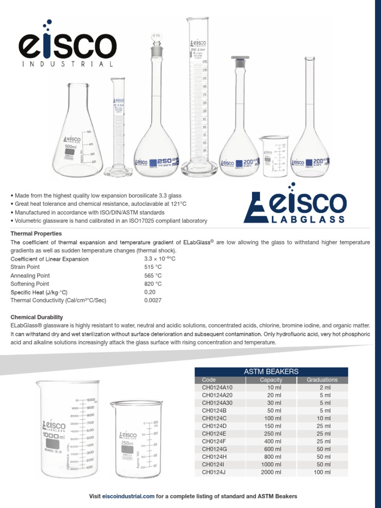 Eisco Industrial - GLASSWARE | PDF | Glasses | Glass Applications
