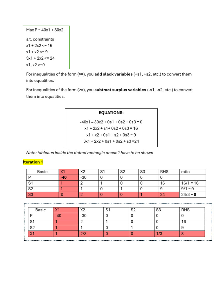 Simplex Method Solution 3 Pdf Mathematical Optimization Algorithms And Data Structures 1383