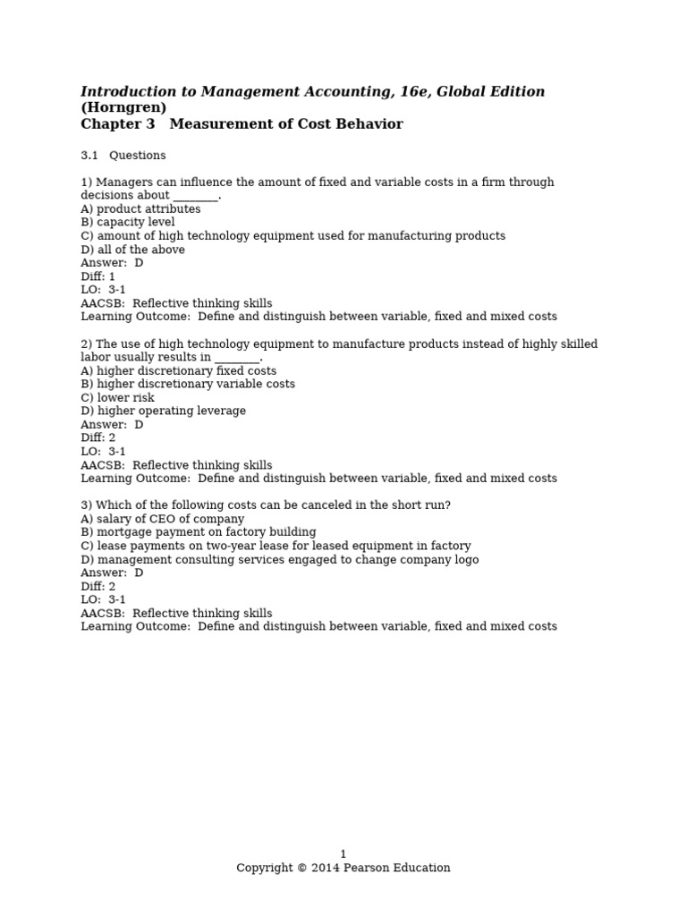 Chapter 3 Measurement of Cost Behavior | PDF | Regression Analysis | Coefficient Of Determination