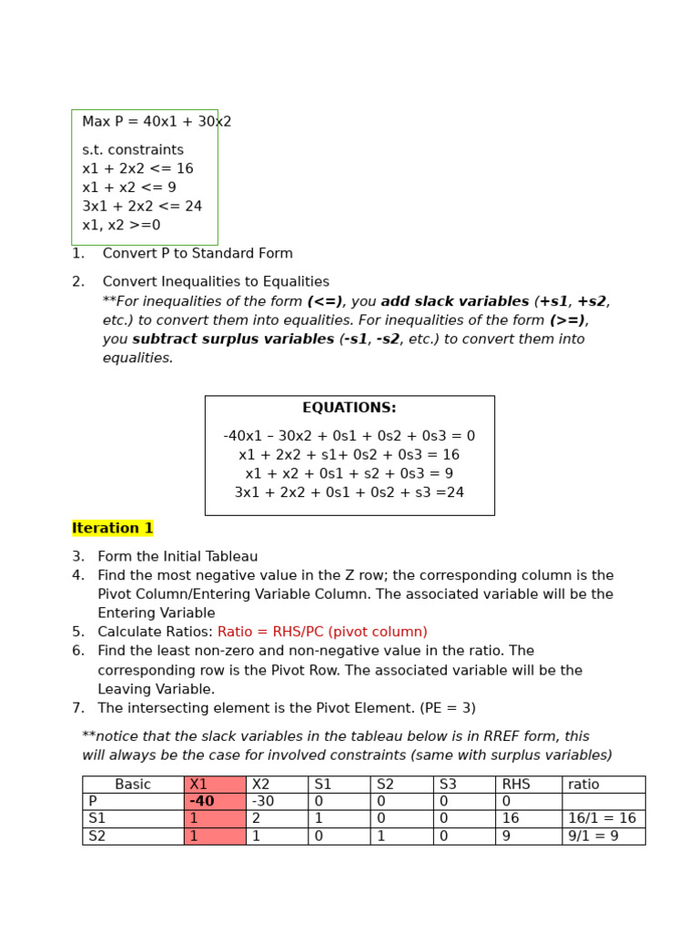 Simplex Method for Linear Programming | PDF | Algorithms And Data ...