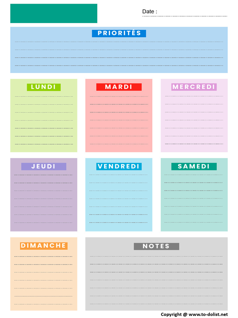 To Do List Hebdomadaire Imprimer | PDF