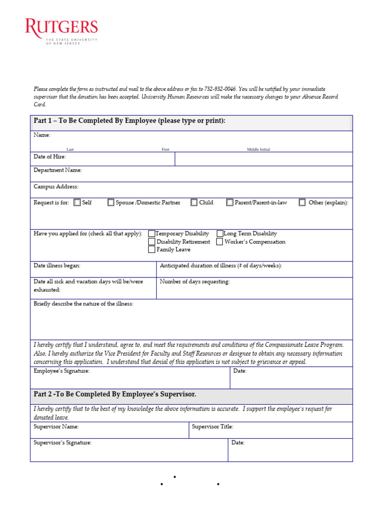 Compassionate Leave Program Application For Use | PDF | Employment ...