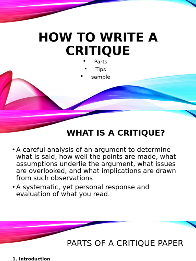 Writing a Critique: Guide & Sample | PDF | Evaluation | Paintings