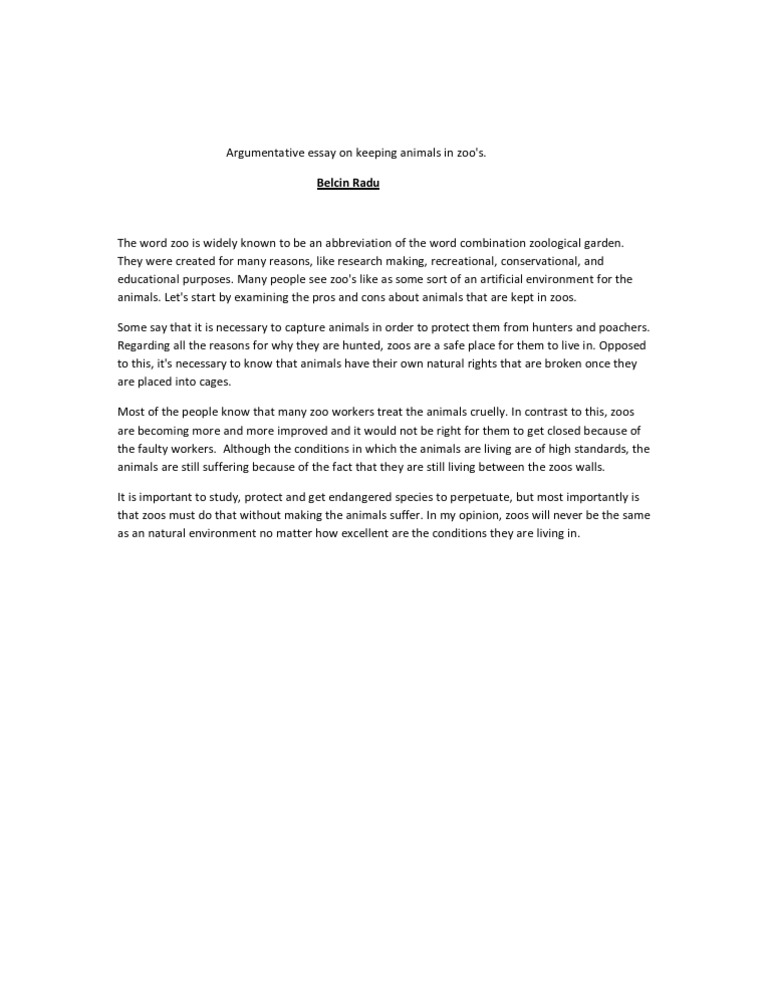 Argumentative Essay On Keeping Animals In Zoo