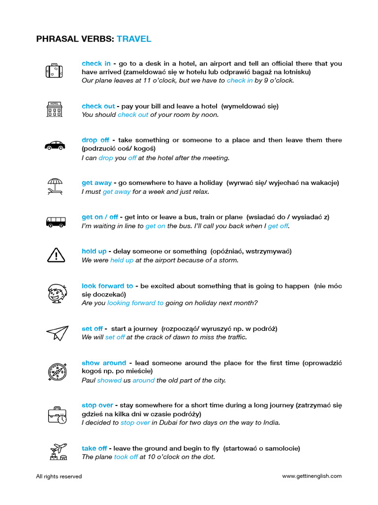 Phrasal Verbs For Travel | PDF