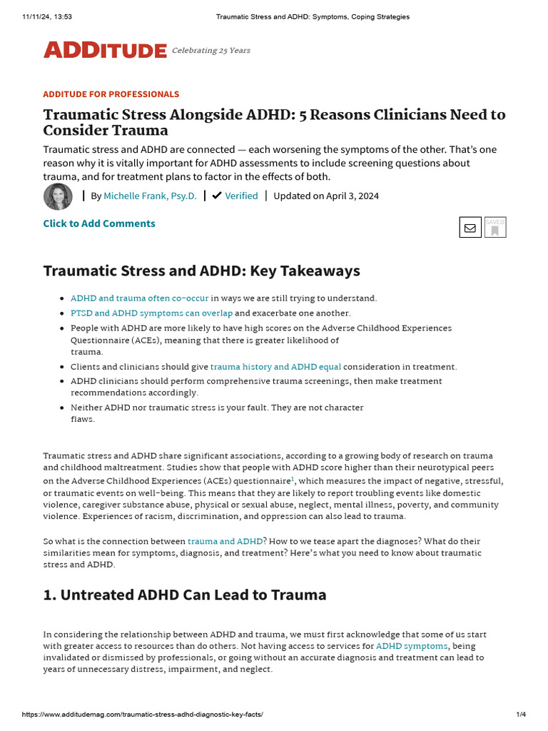 Traumatic Stress and ADHD - Symptoms, Coping Strategies | PDF ...