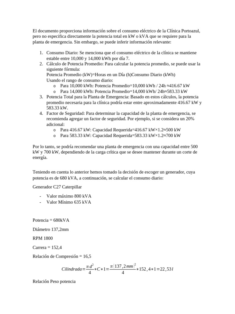 Consumo Eléctrico y Potencia en Clínica | PDF | Vatio | Poder (Física)