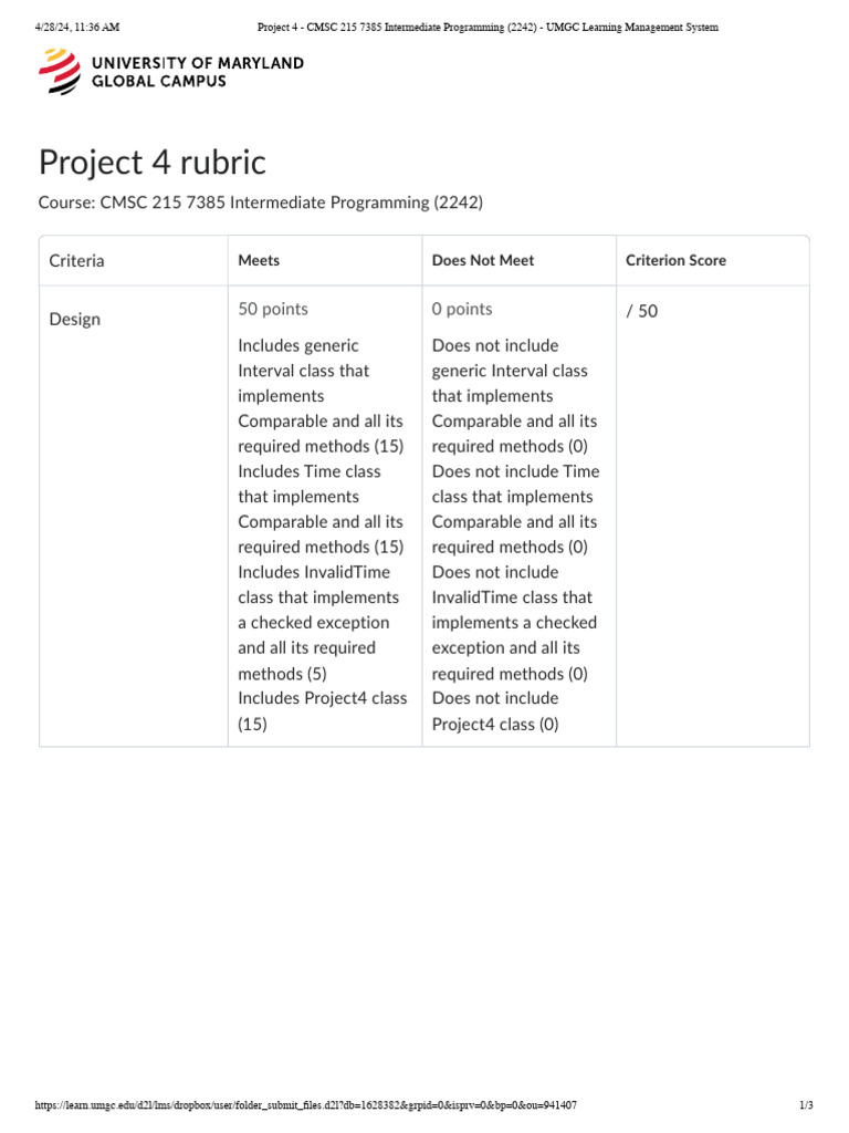 Project 4 - CMSC 215 7385 Intermediate Programming (2242) - UMGC ...