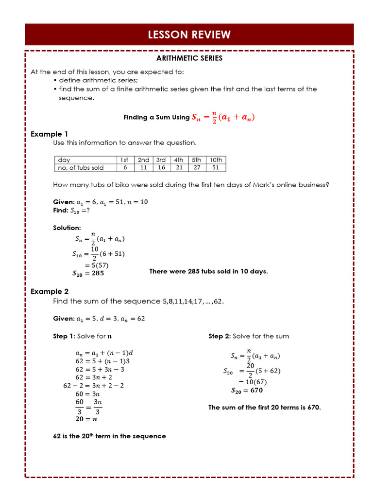 Worksheet 2 Arithmetic Series | PDF | Mathematics | Mathematical Analysis