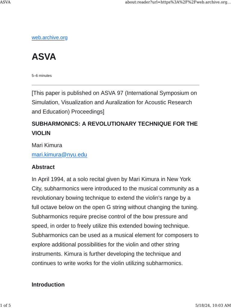 Subharmonics - A Revolutionary Technique For The Violin | PDF | Violin ...