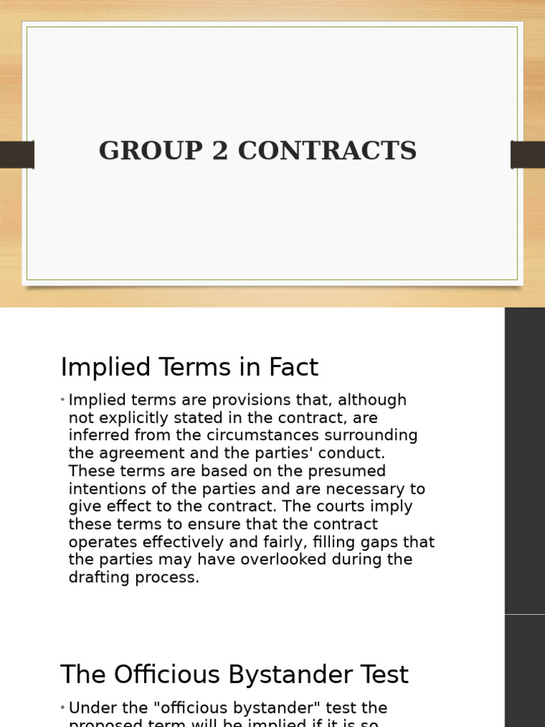 Group 2 Contracts | PDF | Parol Evidence Rule | Contractual Term