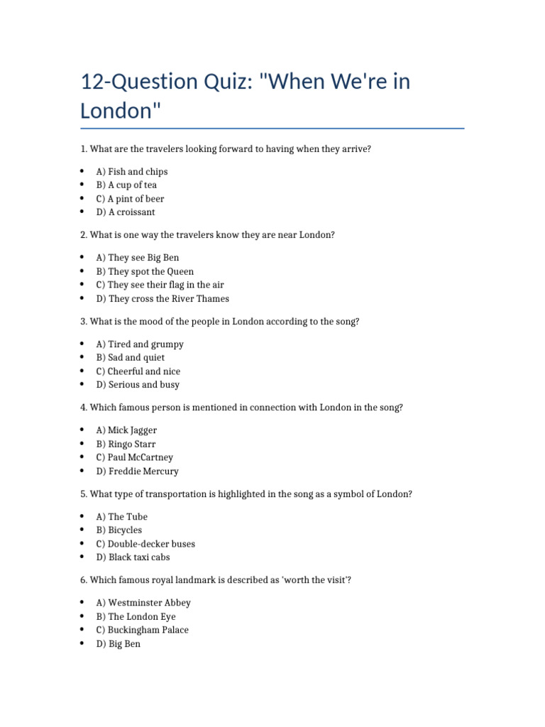 London Quizz | PDF
