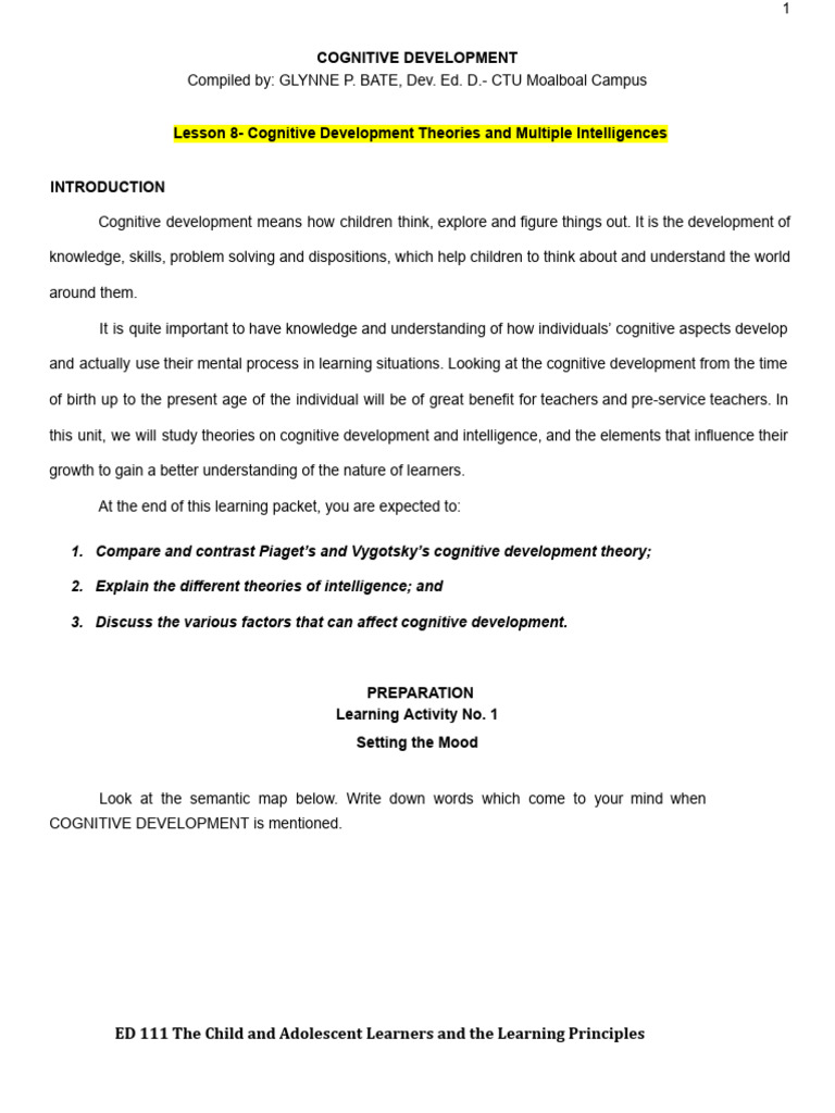 Cognitive Development Theories Overview | PDF | Constructivism (Philosophy Of Education ...