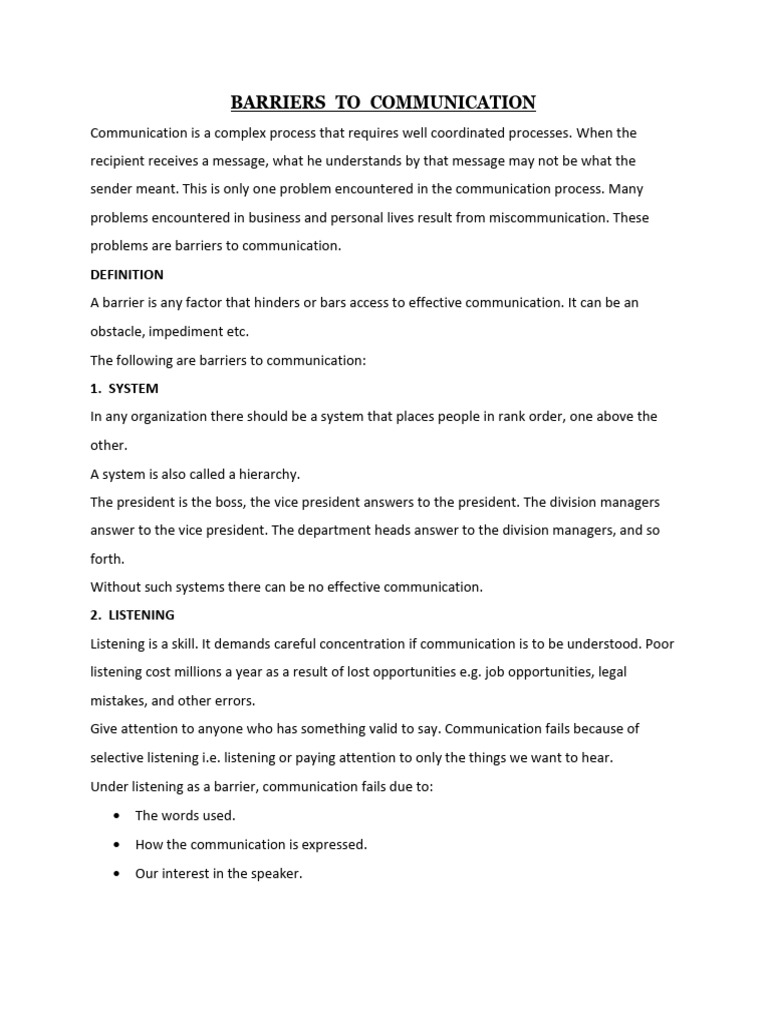 Understanding Barriers to Communication | PDF | Nonverbal Communication ...