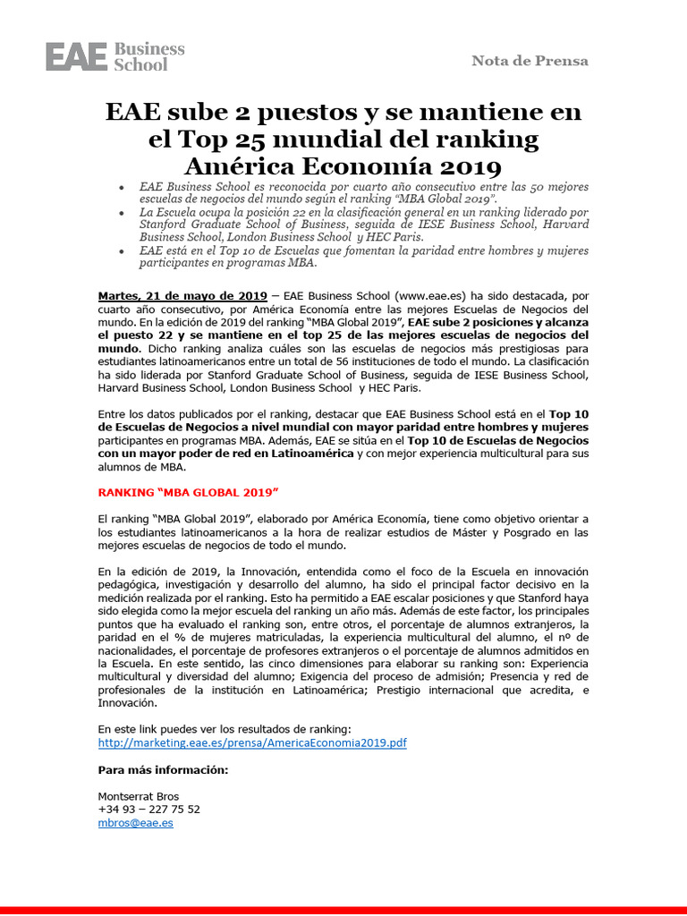 Ranking American Economy 2019 | PDF | Máster en Administración de ...