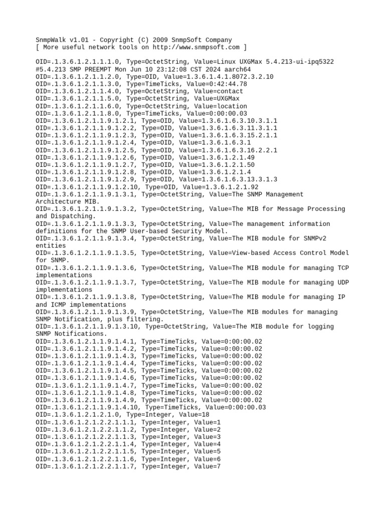SNMP Walk Output for Linux UXGMax | PDF | Internet Protocols | Internet ...