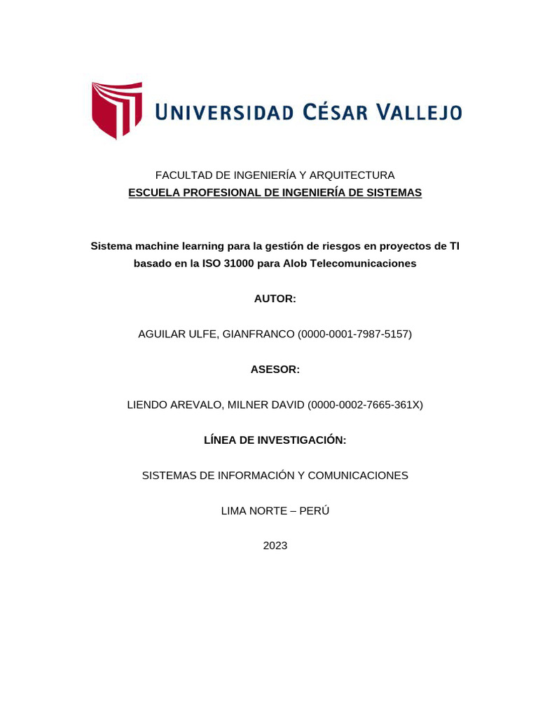 Sistema Machine Learning para La Gestión de Riesgos en Proyectos de TI ...