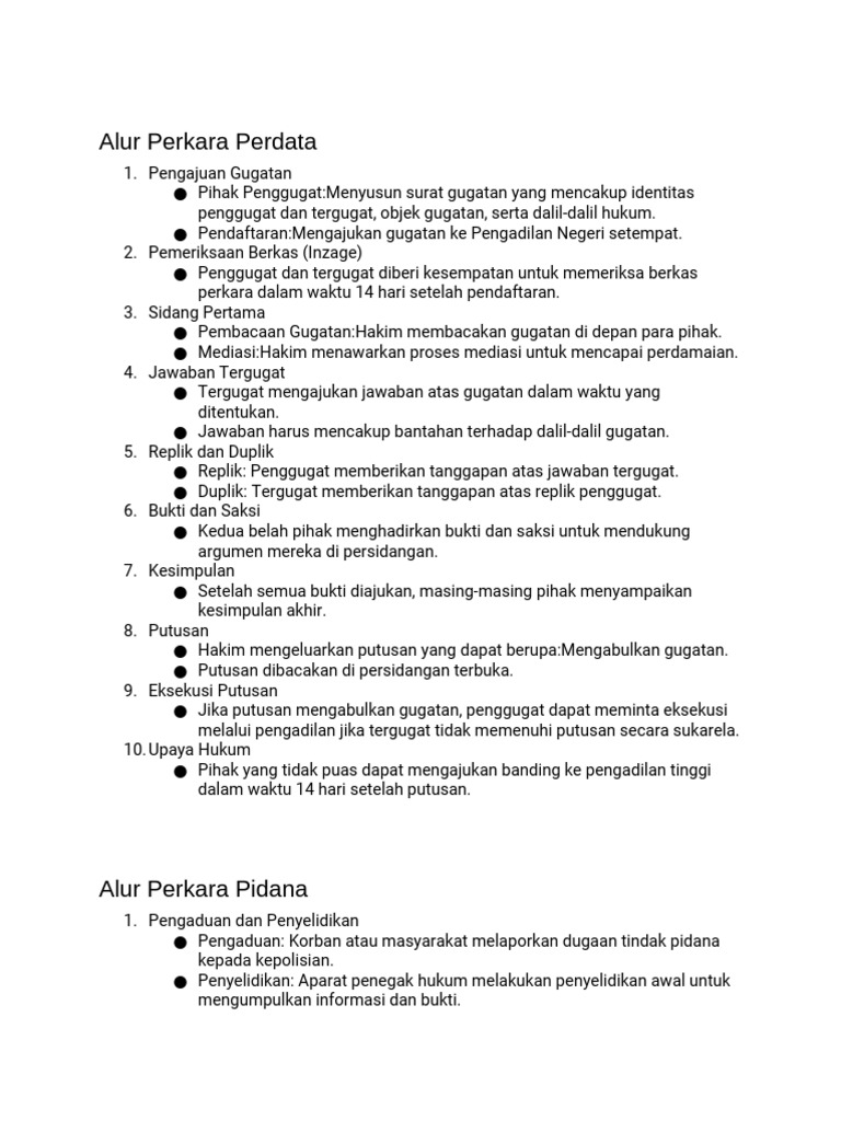 Alur Perkara Perdata & Pidana | PDF