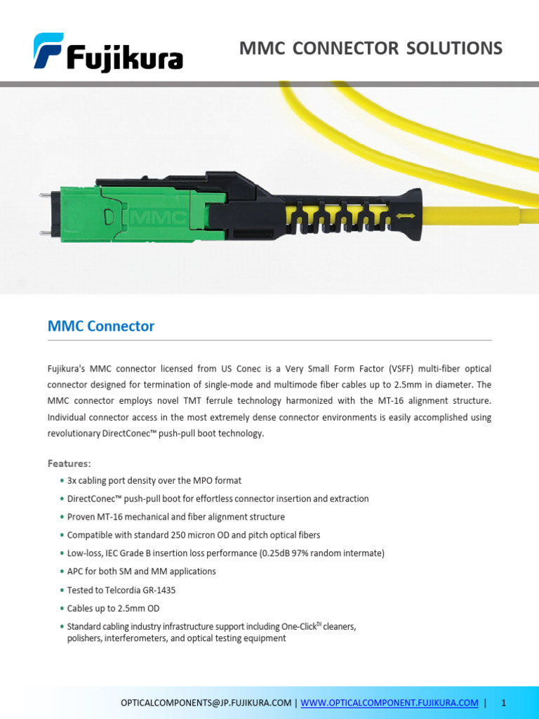 Opt - MMC Connector Solutions | PDF | Electrical Connector | Optical Fiber