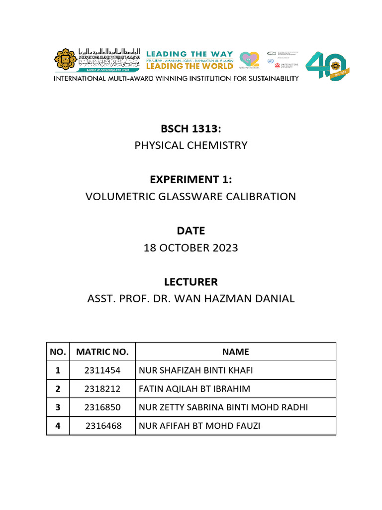 Volumetric Glassware Calibration Lab Rep | PDF | Volume | Density