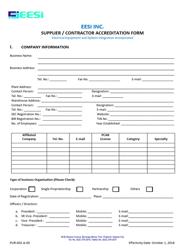 Supplier Accreditation Form PDF | PDF | Regulatory Compliance ...