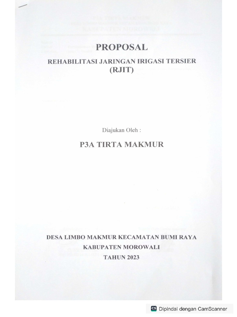 Proposal RJIT P3A Tirta Makmur Ds. Limbo Makmur | PDF