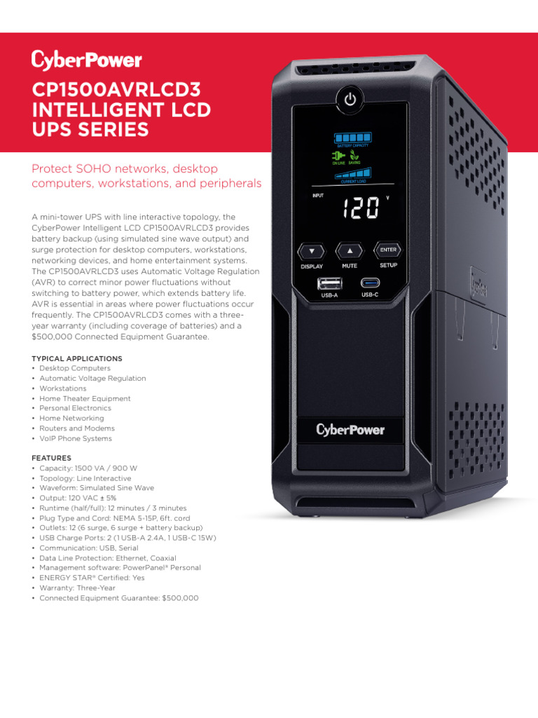 Cyberpower CP1500 | PDF | Usb | Alternating Current