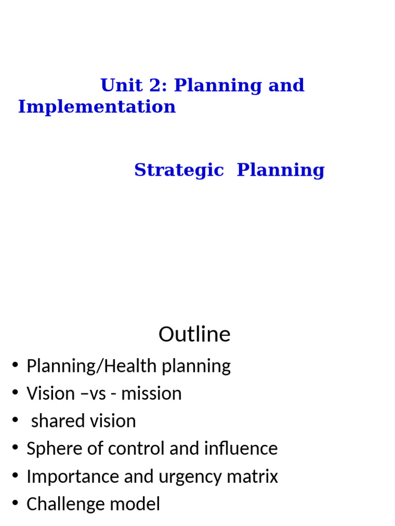 Planning vs. Strategic Planning | PDF | Strategic Planning