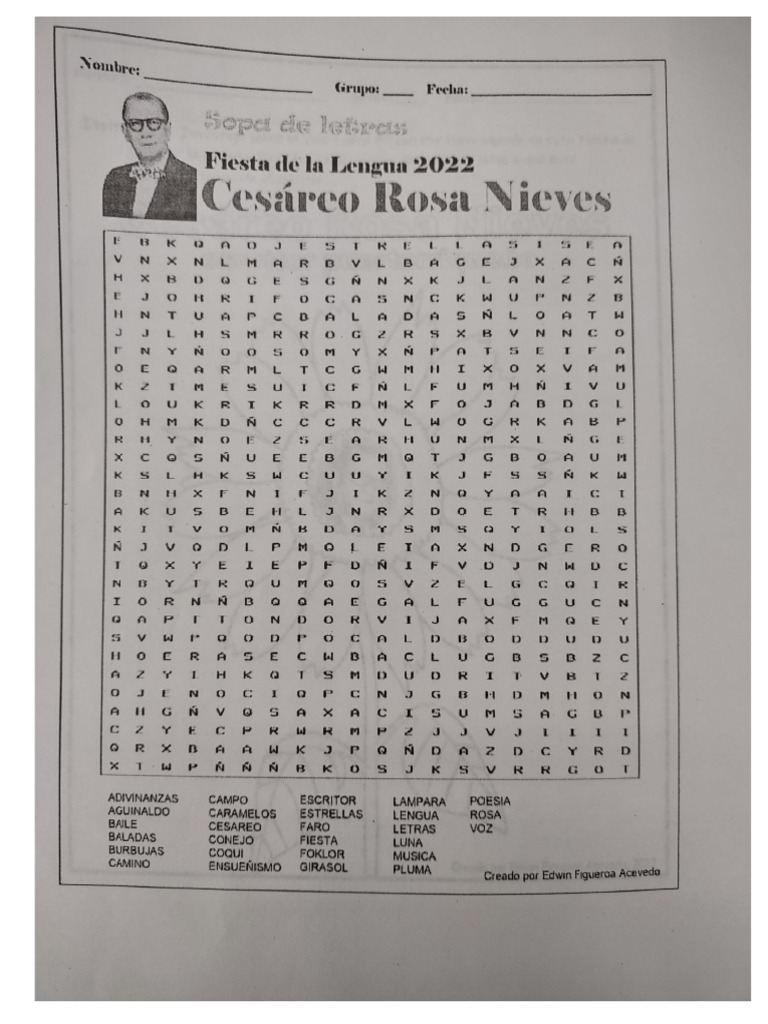 Sopa de Letras Cesáreo Rosa Nieves | PDF