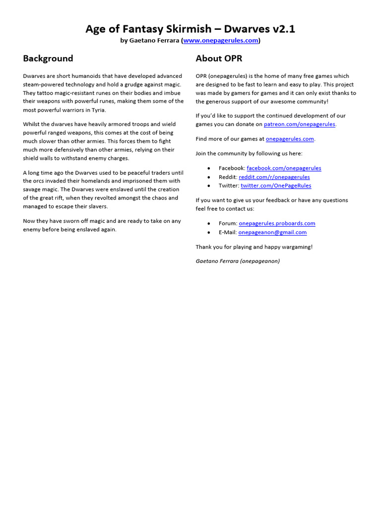 AoFS - Dwarves v2.1 | PDF | Military | Military Science