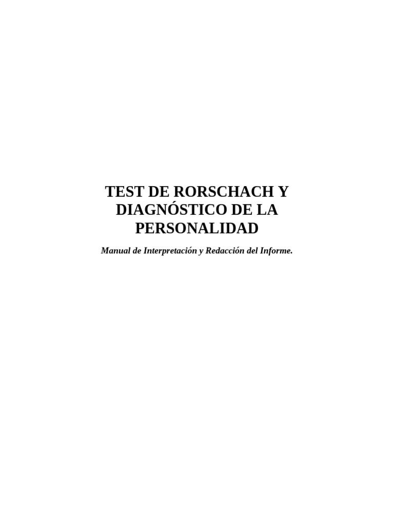 Manual de Rorschach para Psicólogos | PDF | Color | Sicología