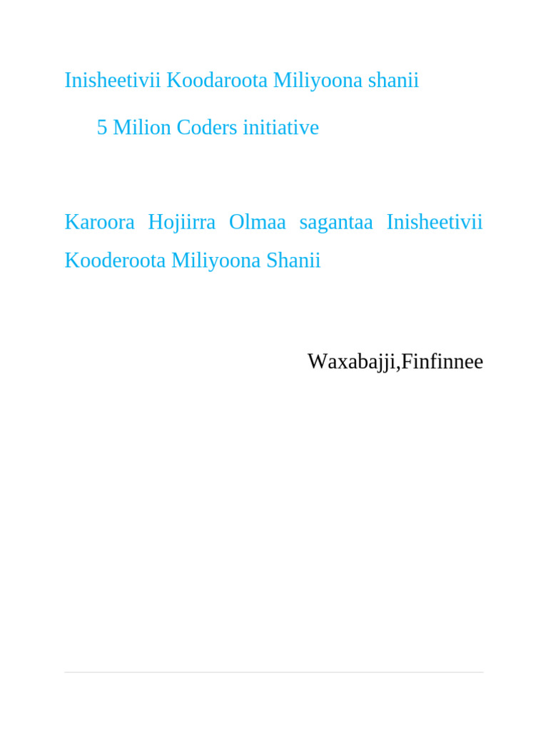 Inisheetivii Koodaroota Miliyoona Shanii | PDF